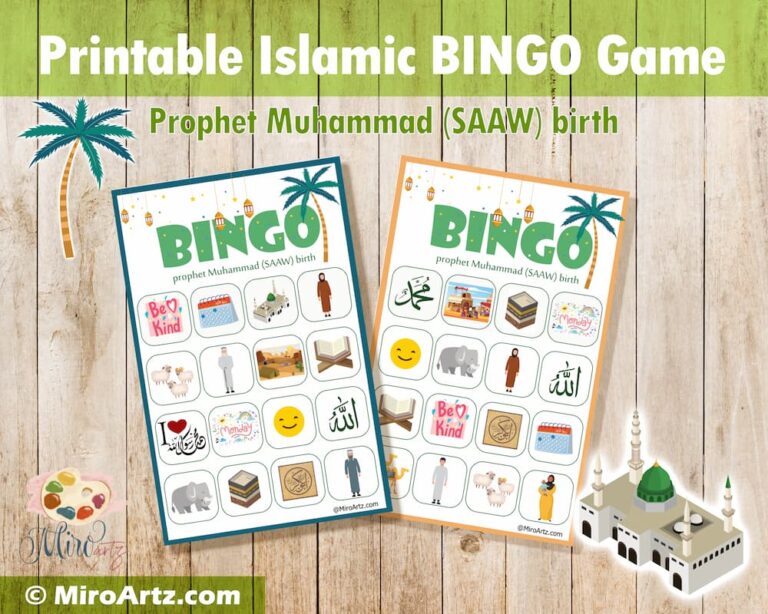 Printable Islamic BINGO Game - Miro Artz