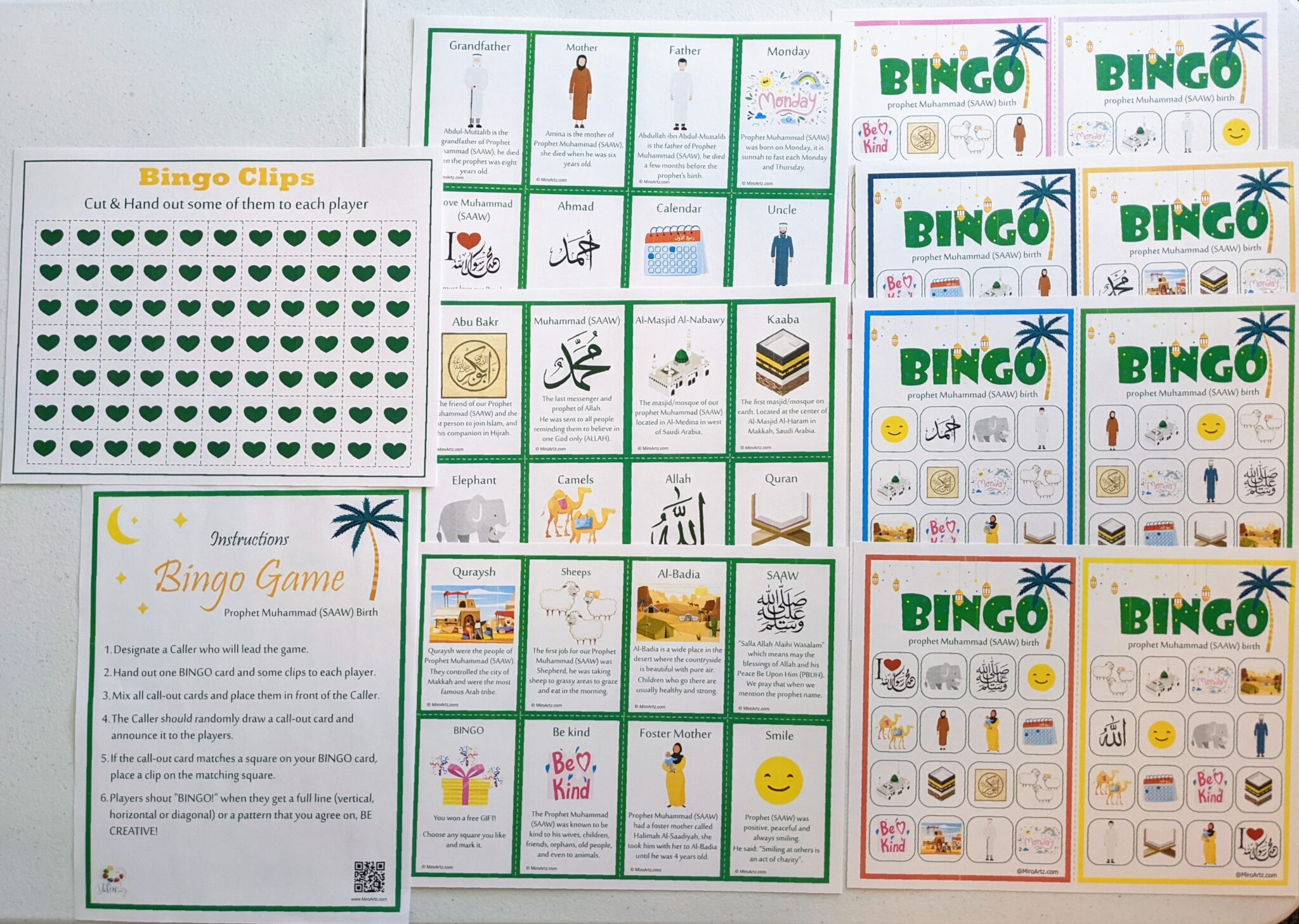 Printable Islamic BINGO Game - Miro Artz