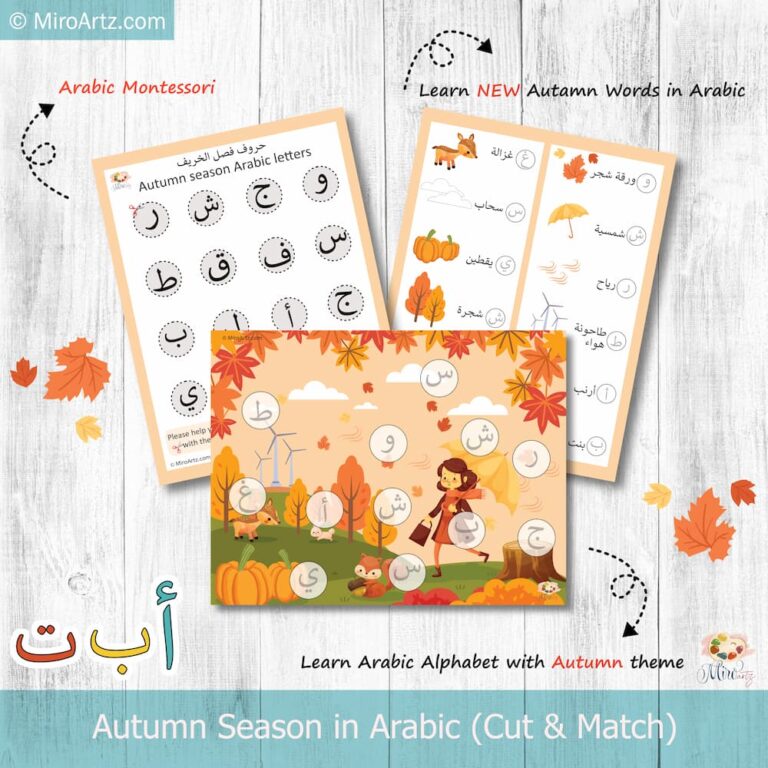 Printable Cut & Match Arabic Alphabet - Miro Artz